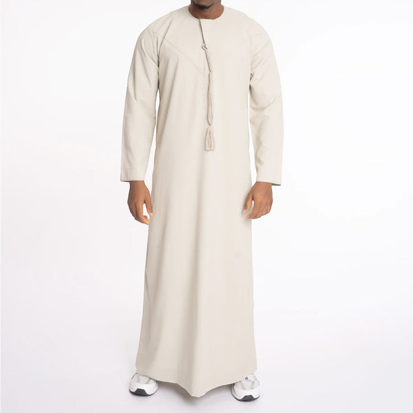 Mens Basic Emirati Thobe | Jubba | Jubbah by Al Mirzan - Beige – Islamic Pixels