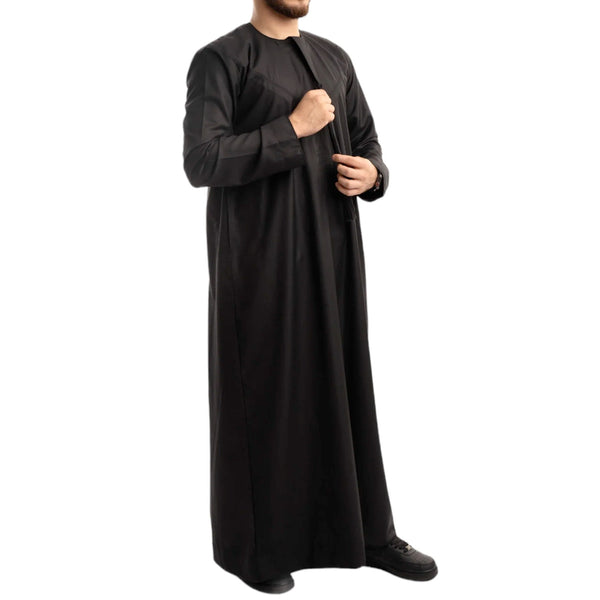 Mens Royale Emirati Thobe | Jubba | Jubbah by Al Mirzan - Black – Islamic Pixels