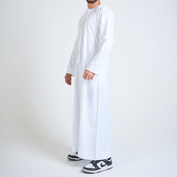 Mens Simple Emirati Thobe | Jubba | Jubbah by Al Mirzan - White – Islamic Pixels